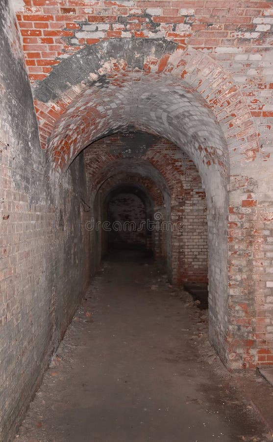 A Brick Basement Passage in an Old Fort Stock Photo - Image of ...