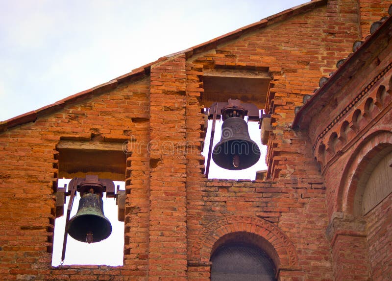 Brick bell tower stock image. Image of monastery, gradiste - 100313003