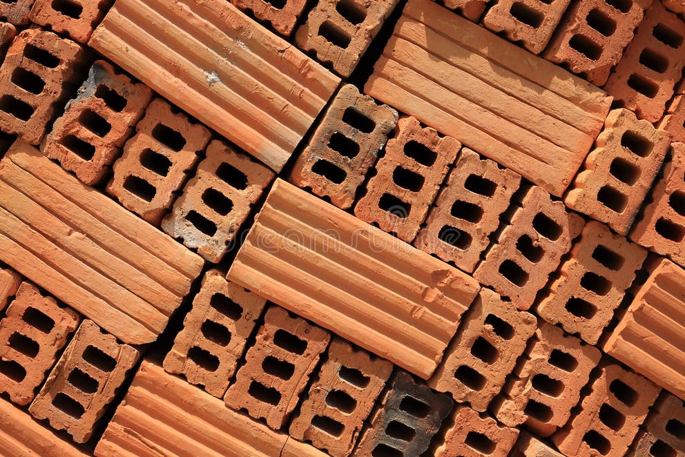 Brick Block Building Material in Construction Site Stock Photo - Image ...