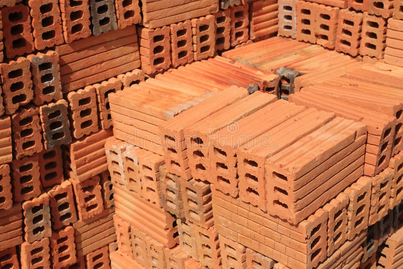 Brick Block Building Material in Construction Site Stock Image - Image ...