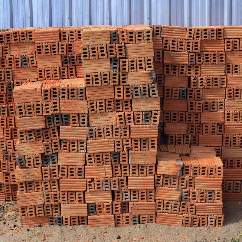 Brick Block Building Material in Construction Site Stock Image - Image ...