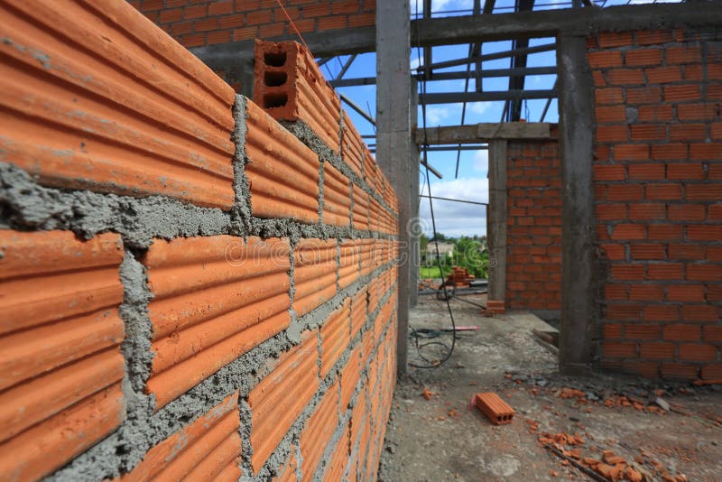 Brick Block in Construction Building Industry Stock Photo - Image of ...