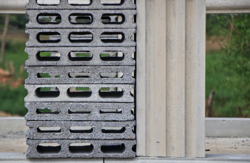 Brick Blocks Stacked Vertically Ready for Use in the Next Construction ...