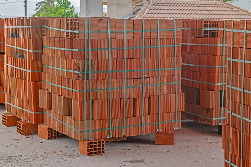 Brick Blocks in Stacks for Use in Construction Stock Photo - Image of ...