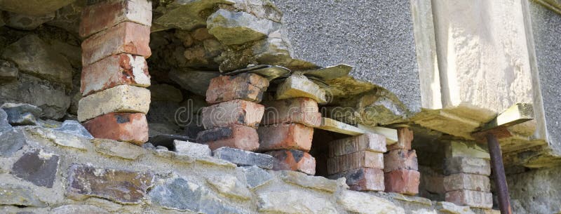 Brick Brace Support Holding Up Fragile Building Wall Stock Photo ...
