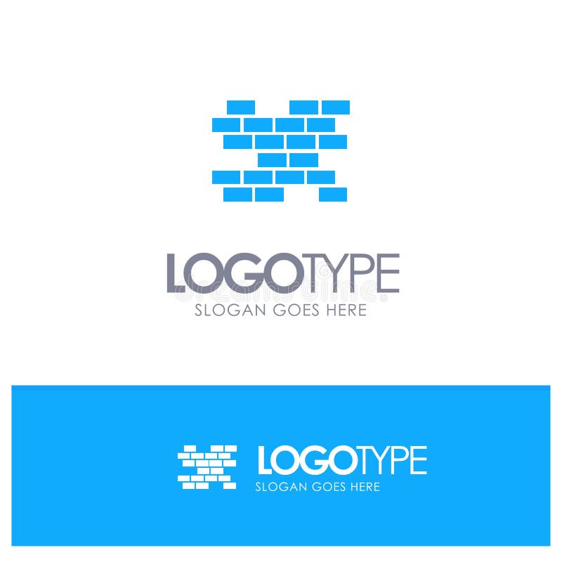 Brick, Bricks, Wall Blue Solid Logo with Place for Tagline Stock Vector ...