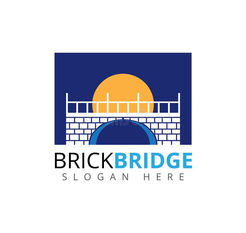 Brick Bridge with the Moon Behind Vector Icon Logo Design or ...
