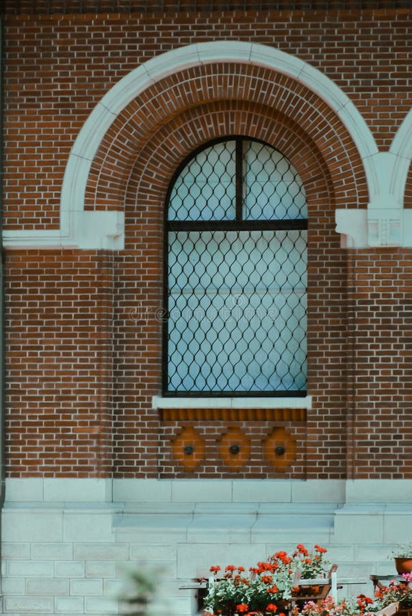 Brick Building with Arch Windows Stock Image - Image of house ...