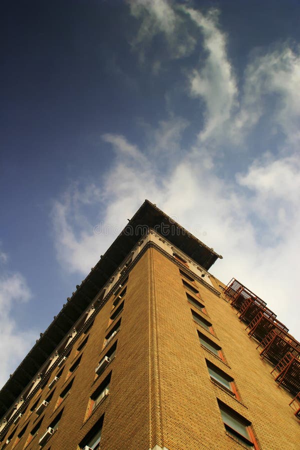Brick building from below stock image. Image of clouds - 6420473