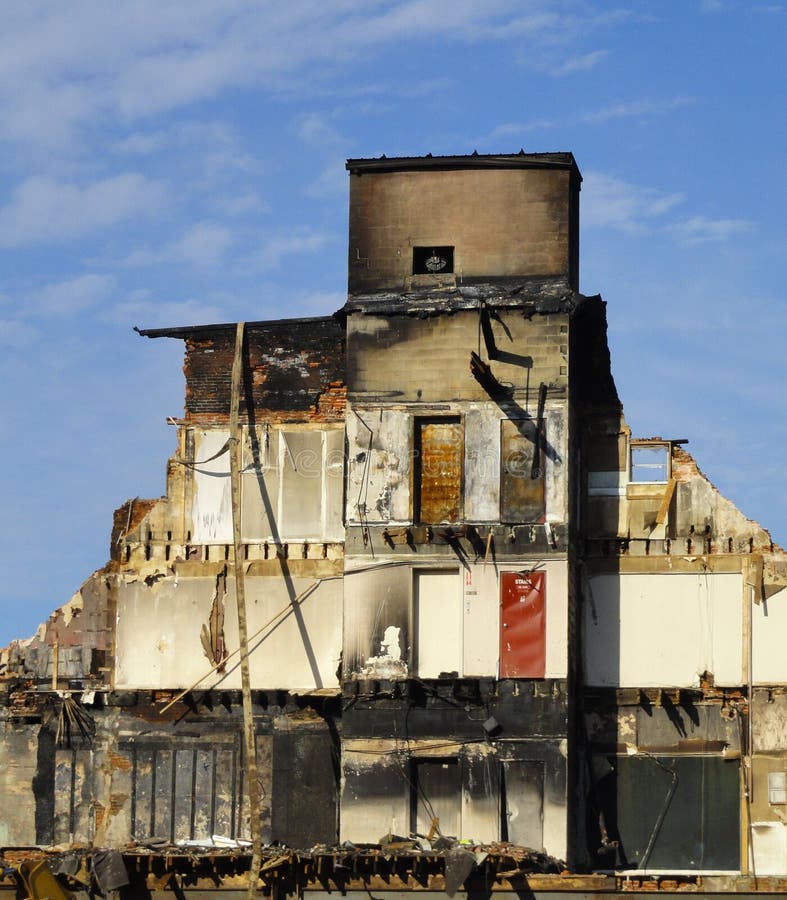 Brick Building Burned by Fire and Cut in Half Stock Photo - Image of ...