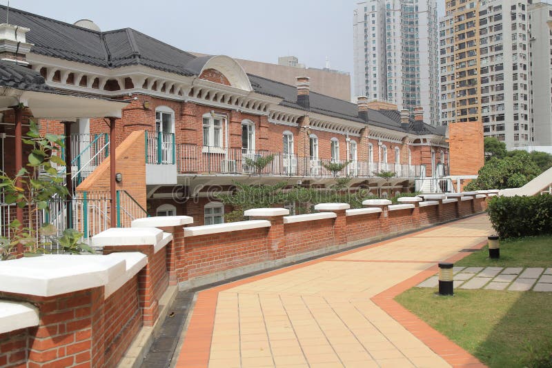 Brick Building on College Campus Stock Photo - Image of high, walk ...