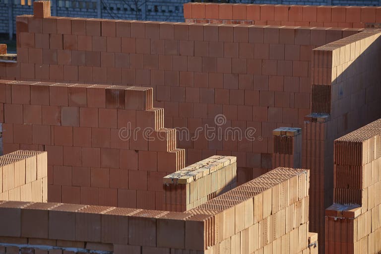 Brick Building Construction Stock Image - Image of living, site: 365690899