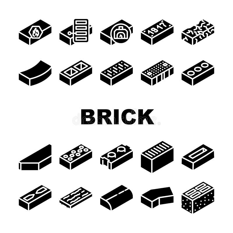 Brick for Building Construction Icons Set Vector Stock Vector ...