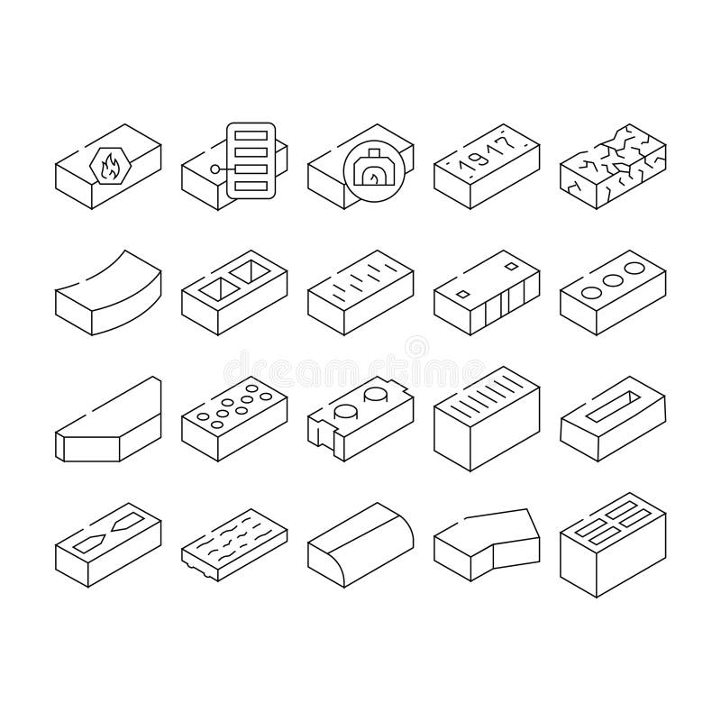 Brick for Building Construction Icons Set Vector Stock Vector ...