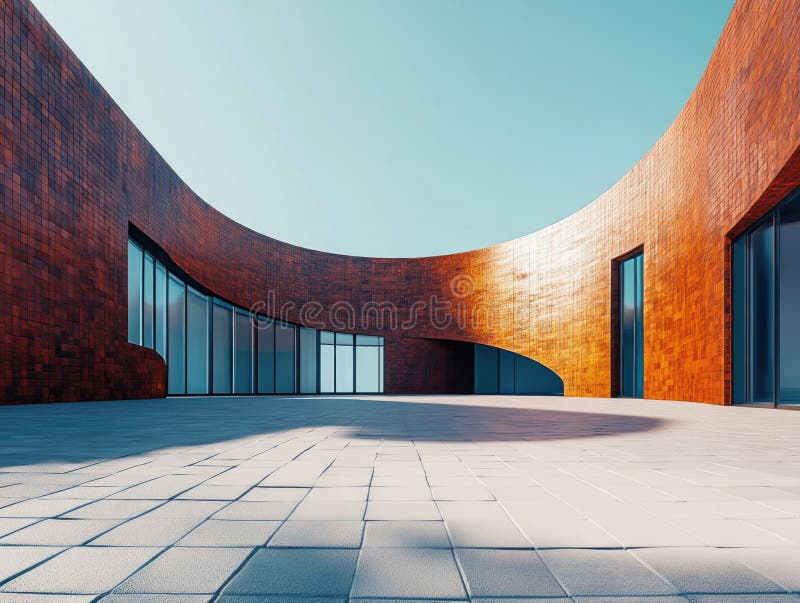 Brick Building with Curved Roof Stock Image - Image of geometric, roof ...