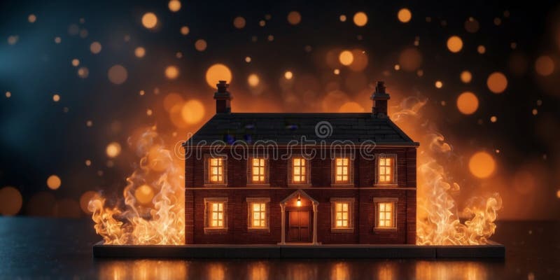 Building Engulfed in Flames, Firefighters Battling Blaze Amidst Smoke ...