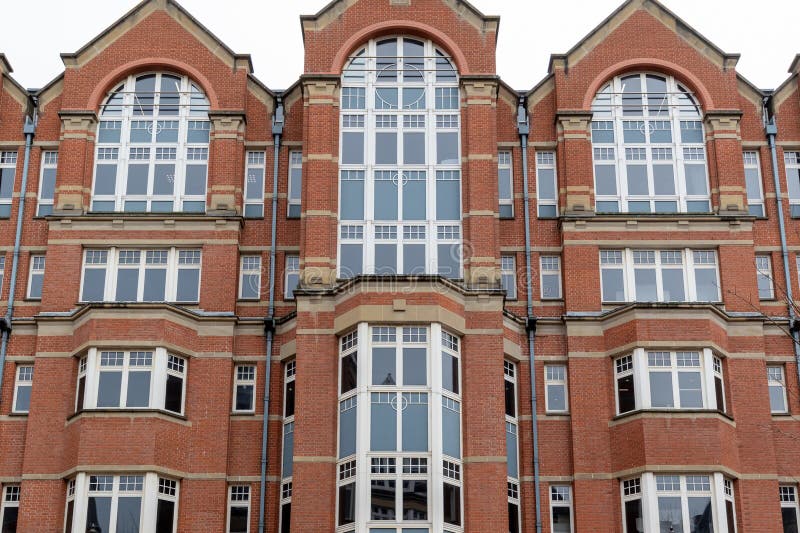 Brick Building Facade with Symmetrical Window Arrangement in Leeds, UK ...