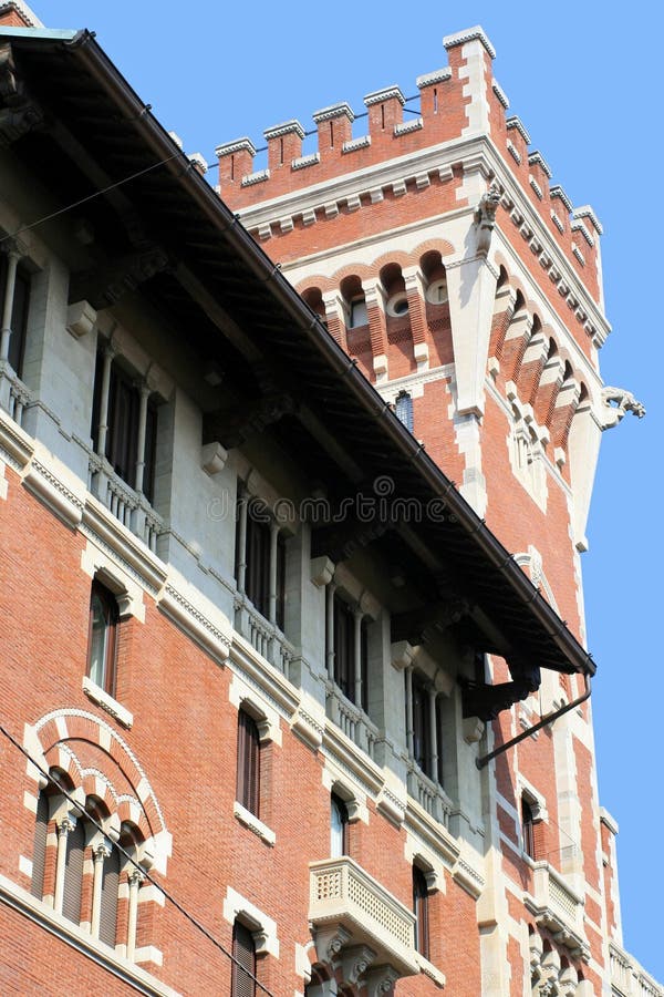 Brick Building (palace ?) in Milan - Italy Stock Photo - Image of milan ...