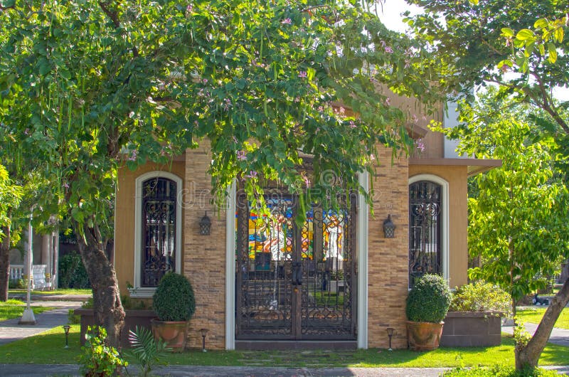 Brick building in the park stock photo. Image of building - 35599632
