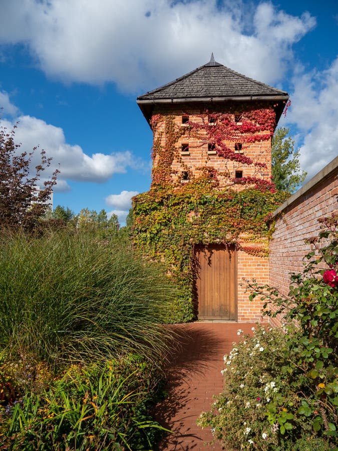 Brick Building in the Park Overgrown with Loach. Stock Photo - Image of ...