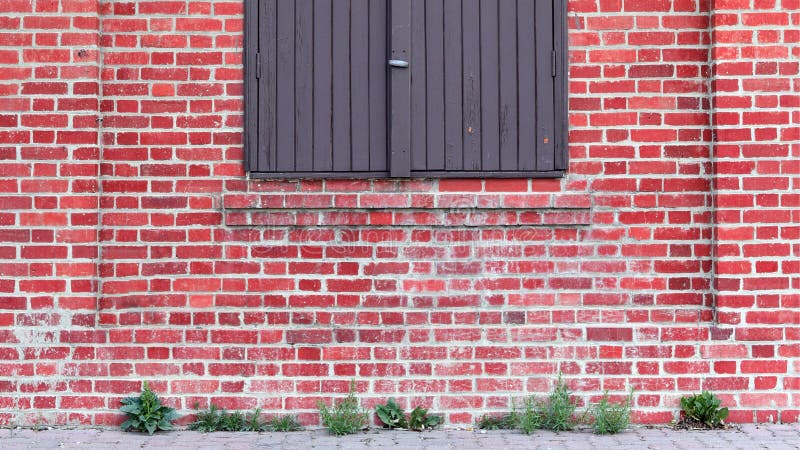 Brick Building with Shuttered Window and Empty Space Stock Photo ...