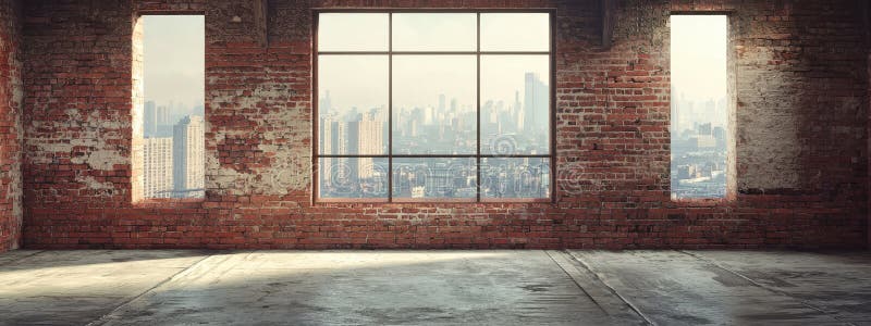 A Brick Building with a Window Overlooking a City. the Window is Open ...