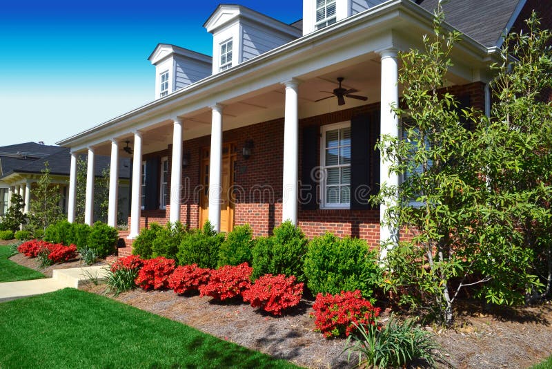 Brick Cape Cod Style Home in the Springtime Stock Image - Image of bank ...