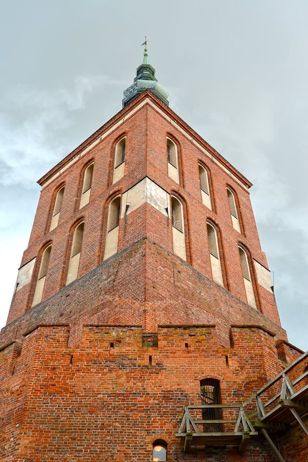 Brick Cathedral Bell Tower 17th Century, View from Below. Frombork ...