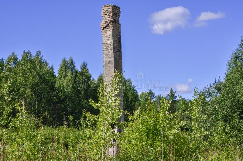 A Brick Chimney Alone in the Forest Stock Image - Image of devastation ...