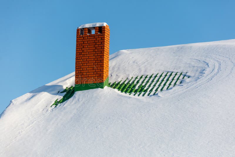 A Brick Chimney is Covered in Snow Stock Image - Image of brick, home ...