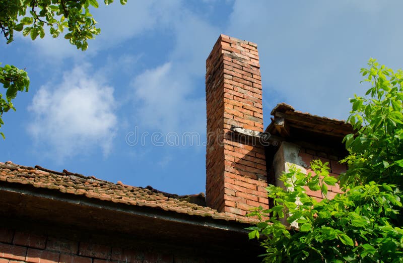 Brick chimney stock image. Image of countryside, sunlight - 100384041