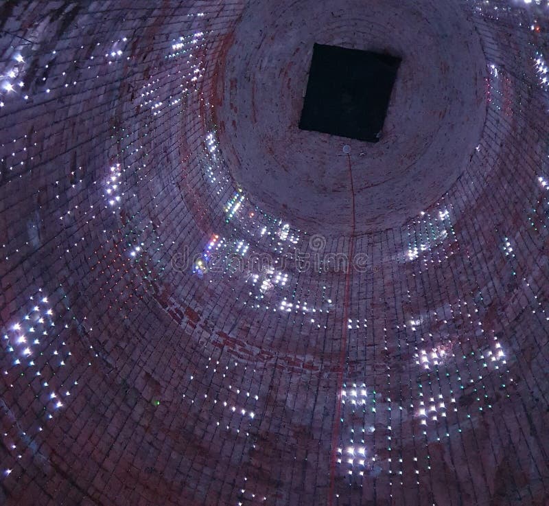 Brick Chimney Interior with Lighting Stock Image - Image of night ...