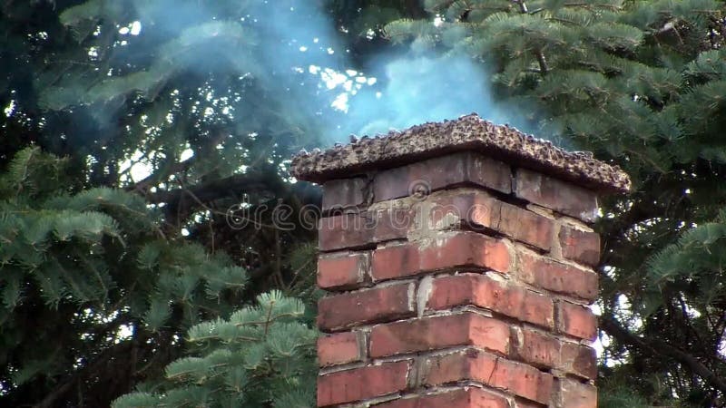 Brick Chimney Puffing Out Smoke Stock Video - Video of tree, chimney ...