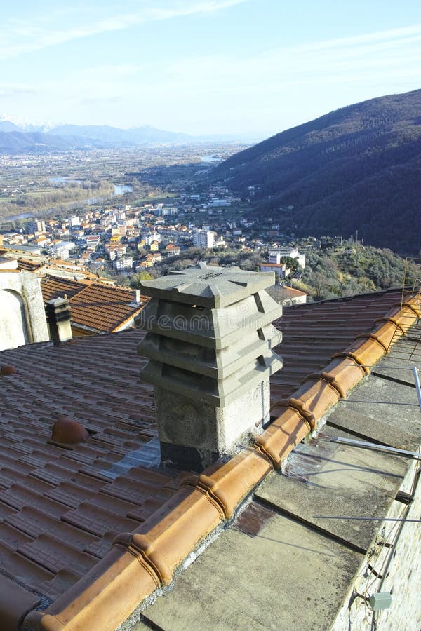 Brick Chimney Stack on Modern Contemporary House Roof Top Stock Photo ...