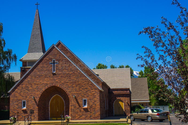 Entrance To Brick Church stock photo. Image of railing - 96001576