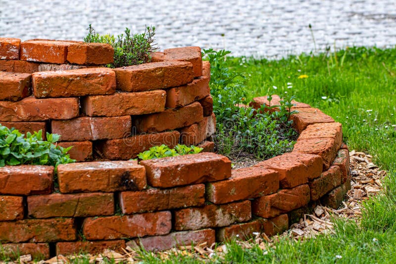 Brick Circle for Herbal Garden Stock Photo - Image of design, space ...