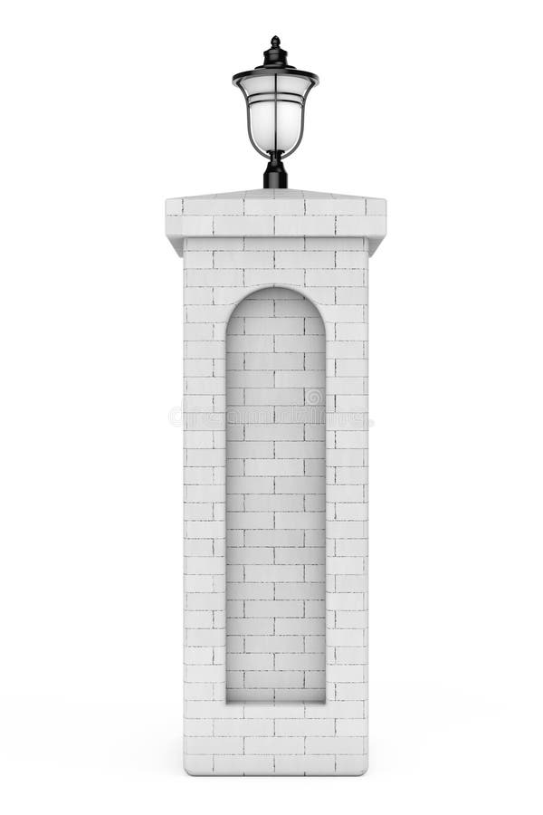 Brick Column with Street Lamp. 3d Rendering Stock Illustration ...