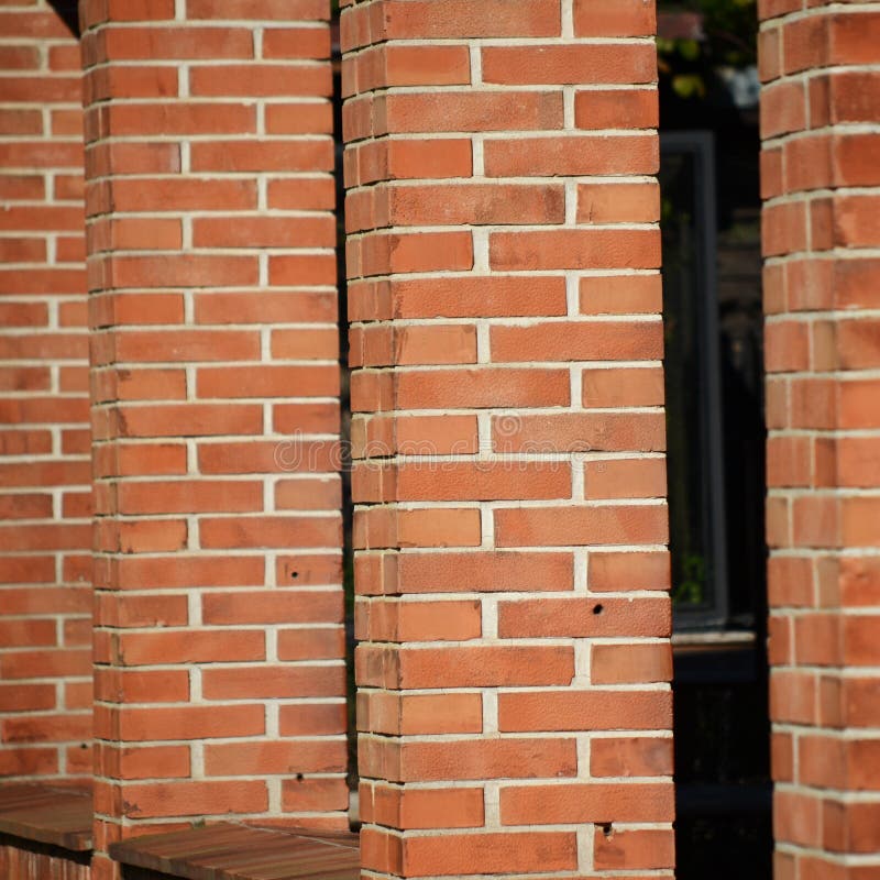 Detail of brick columns. stock image. Image of church - 14629067