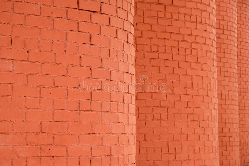 Brick Columns Receding into the Distance, Perspective from a Brick Wall ...