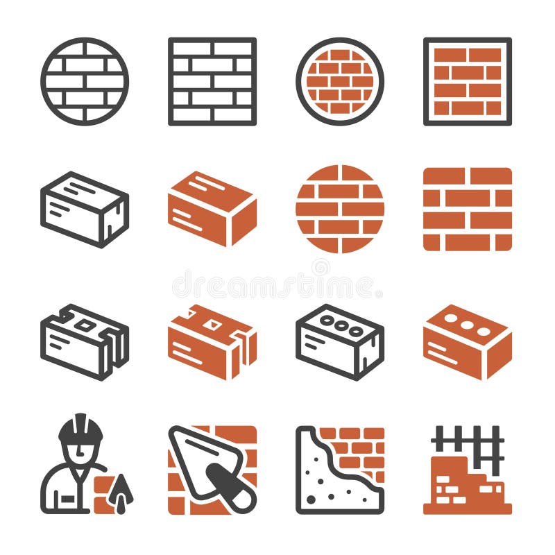 Brick icon set stock vector. Illustration of construction - 149862280