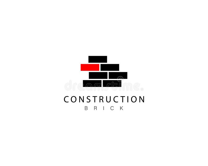 Brick Construction Logo Design Template. Stock Image - Illustration of ...