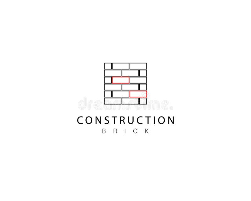 Brick Construction Logo Design Template. Stock Vector - Illustration of ...