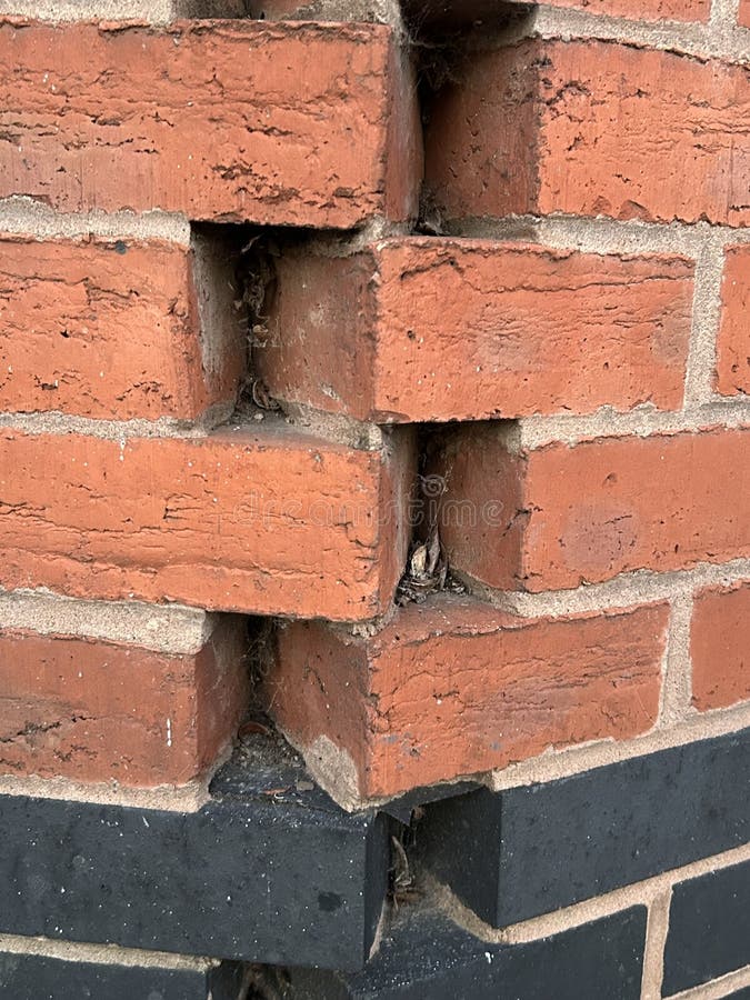 Brick Corner with Red and Black Bricks, Bricks Spaced Apart Stock Photo ...