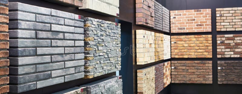 Brick Decorative Wall Panels on Store Stock Photo - Image of surface ...