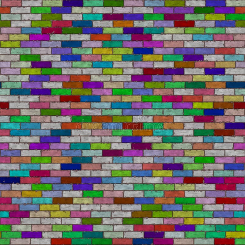 Brick Drawing. Colorful Brick Wall Seamless Background- Texture Pattern ...