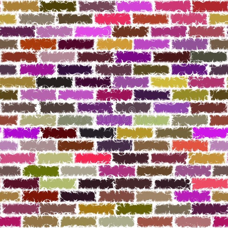 Brick Drawing. White Brick Wall Seamless Background- Texture Pattern ...