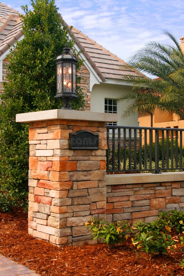 Brick Entrance Post stock image. Image of post, fixture - 4714687