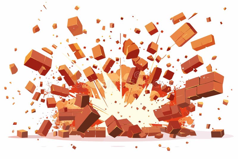 Brick Explosion Isolated Illustration Stock Vector - Illustration of ...