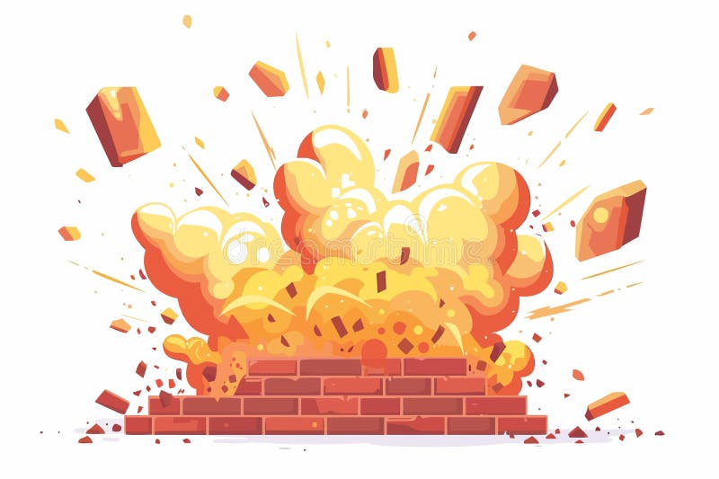 Brick Explosion Isolated Illustration Stock Vector - Illustration of ...