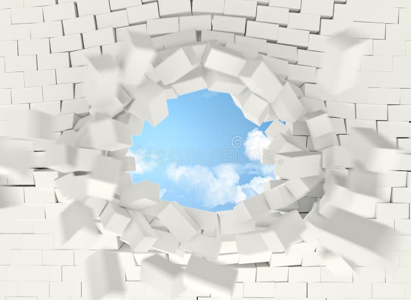Brick explosion and sky stock illustration. Illustration of access ...